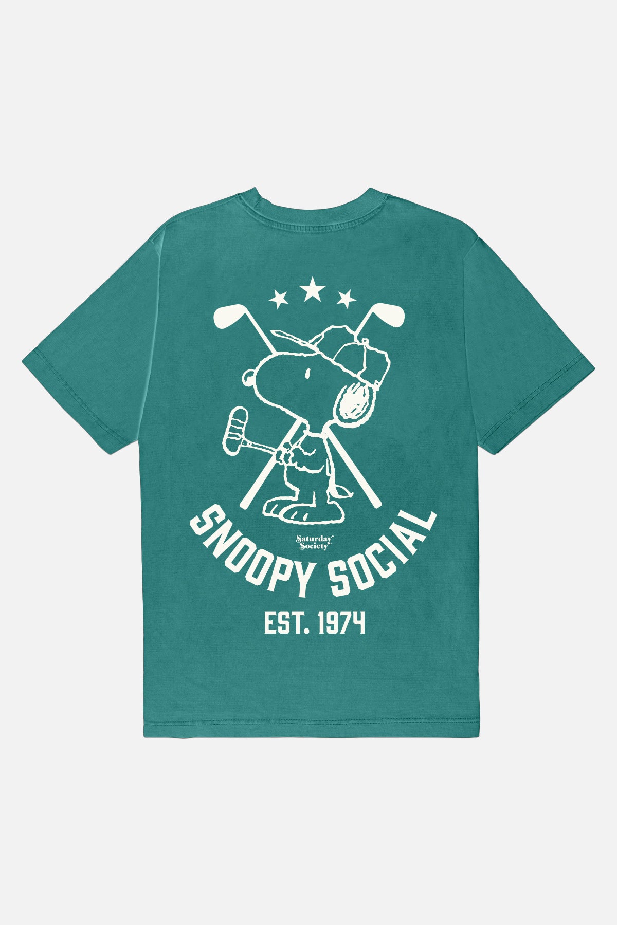 Snoopy Social Hole In One T-shirt in Athletic Green | Mens | Saturday ...