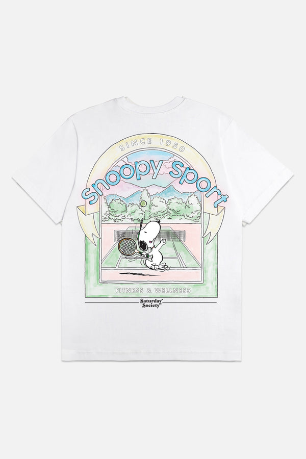 Snoopy Social Match Point T-shirt in White | Mens | Saturday Society