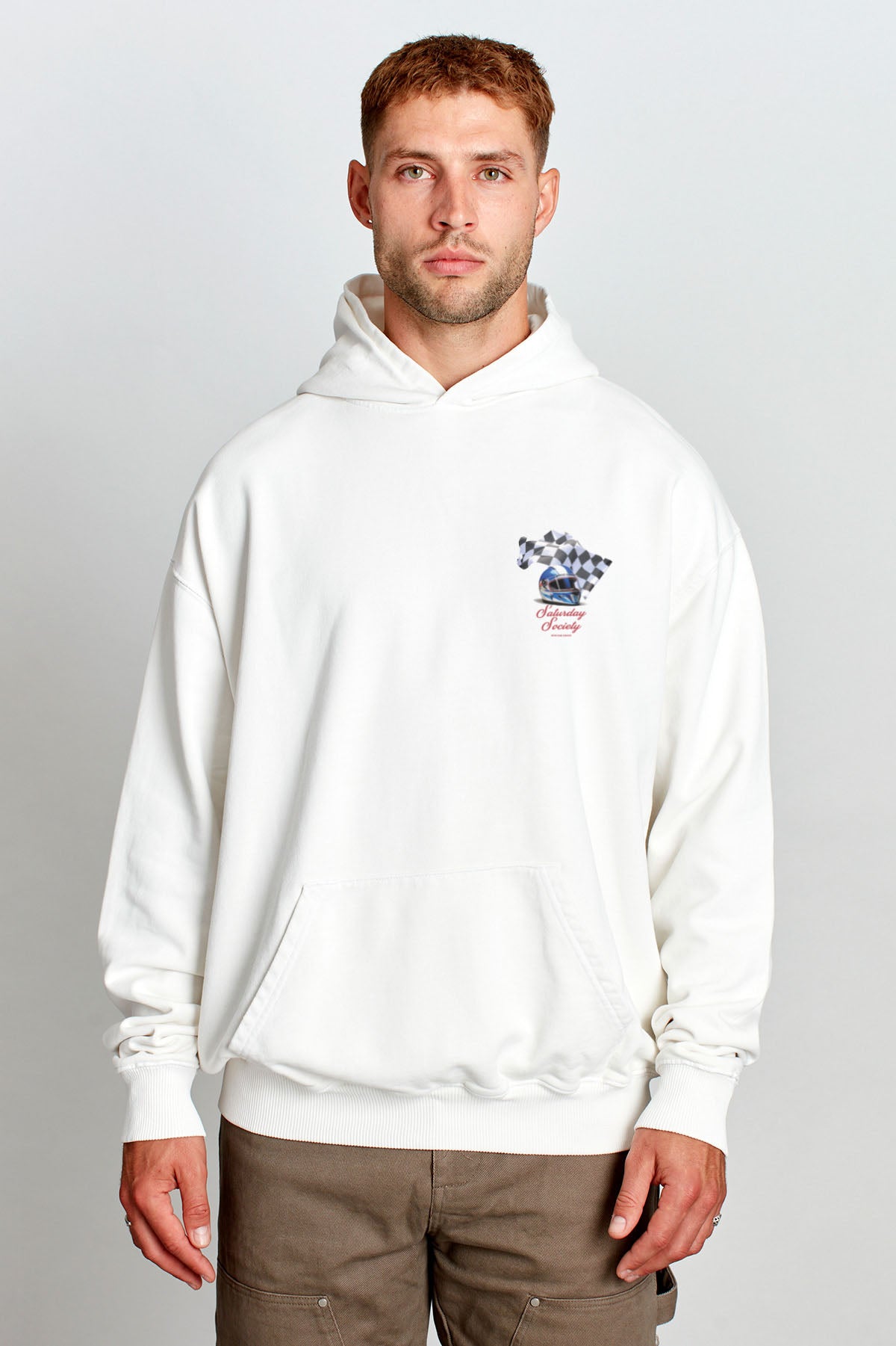 Saturday Society Meet Me On The Podium Hoodie in Vintage White | Mens ...