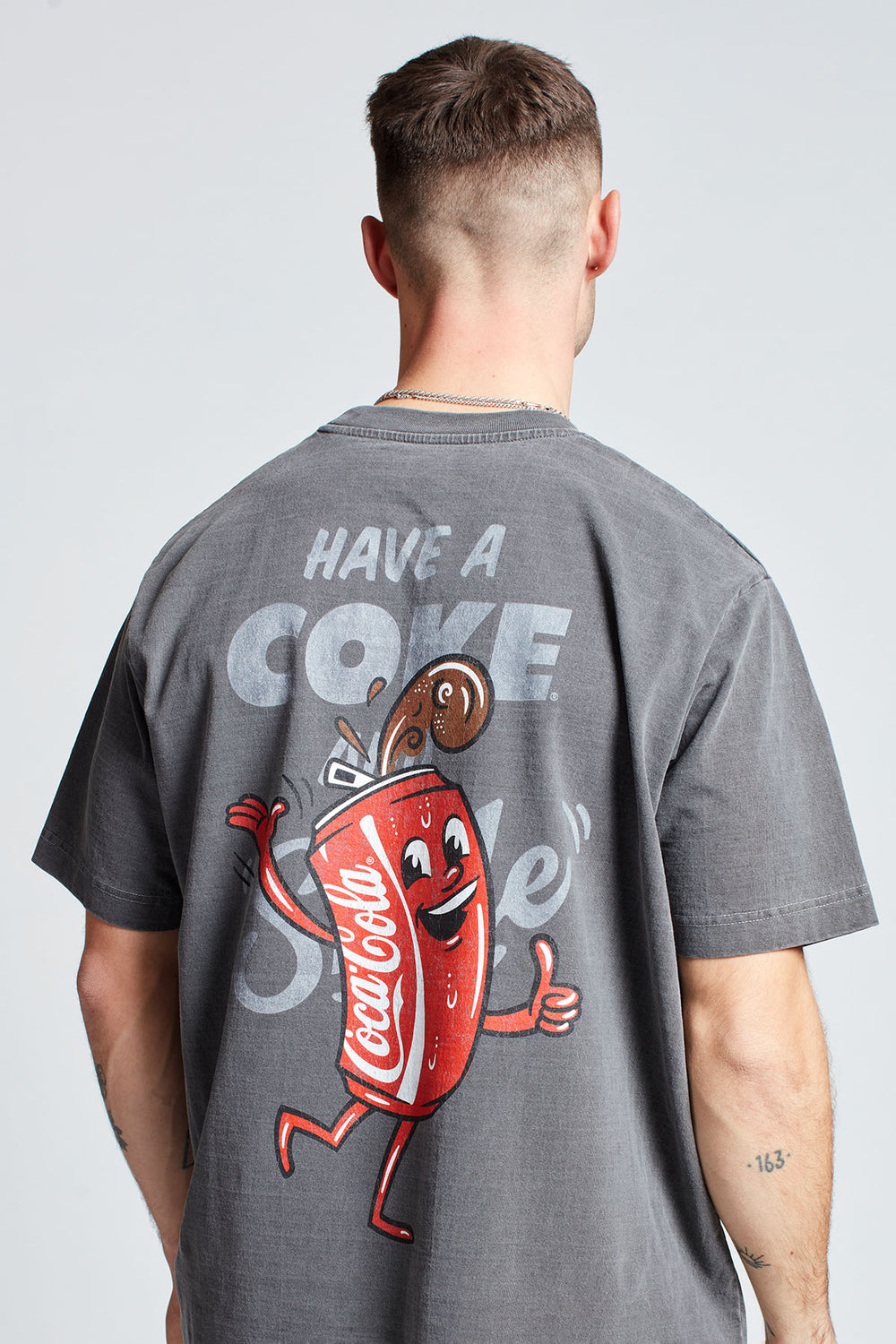 Coca Cola Smile T-shirt in Washed Grey | Mens | Saturday Society