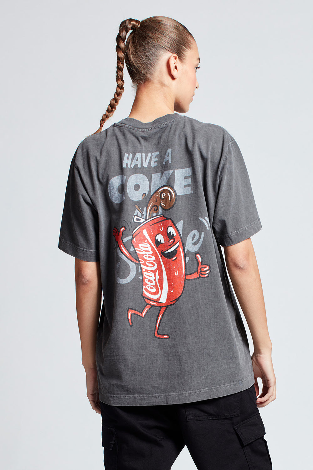 Coca Cola Smile T-shirt in Washed Grey | Womens | Saturday Society
