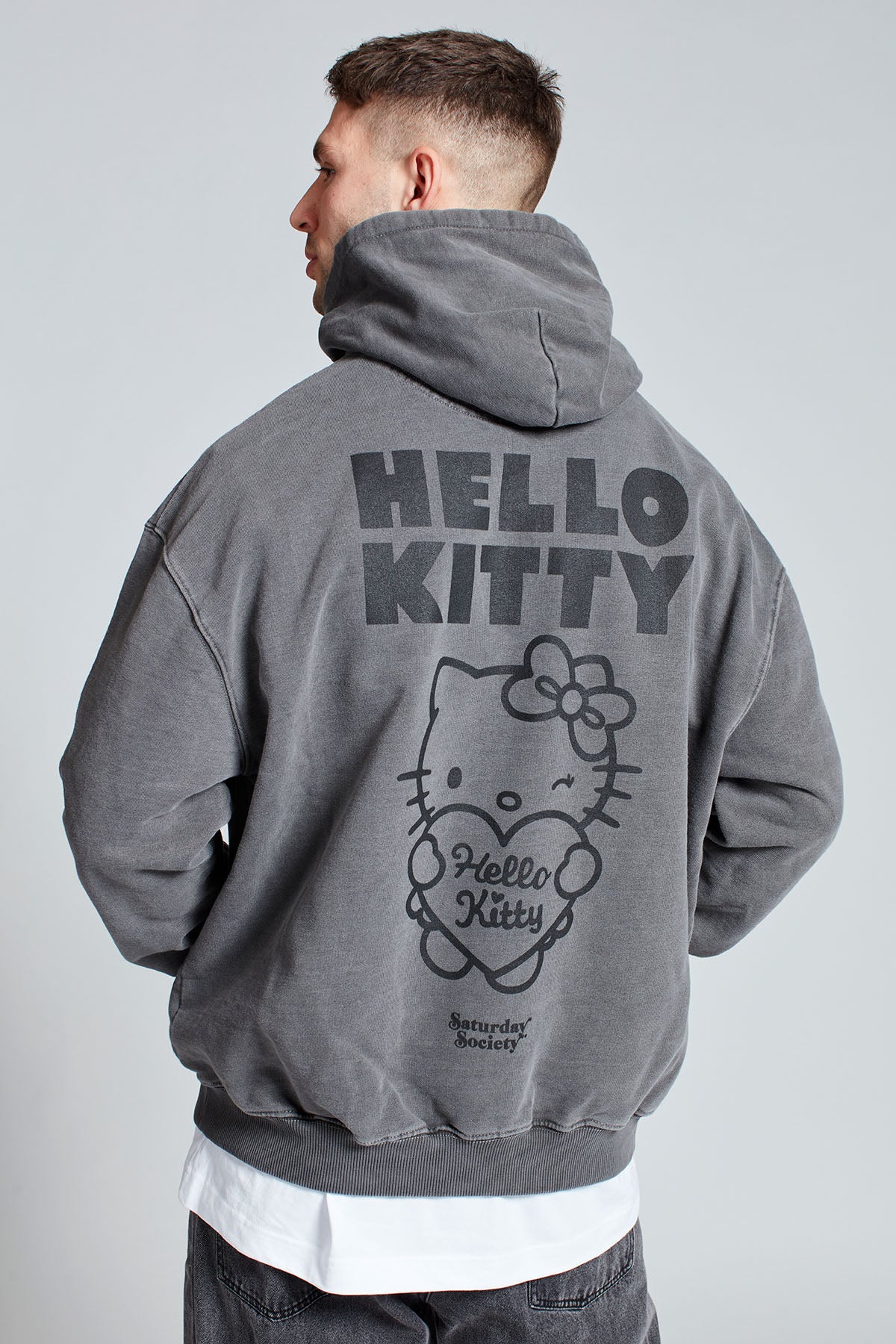 Hello Kitty Love Club Hoodie in Washed Grey | Mens | Saturday Society