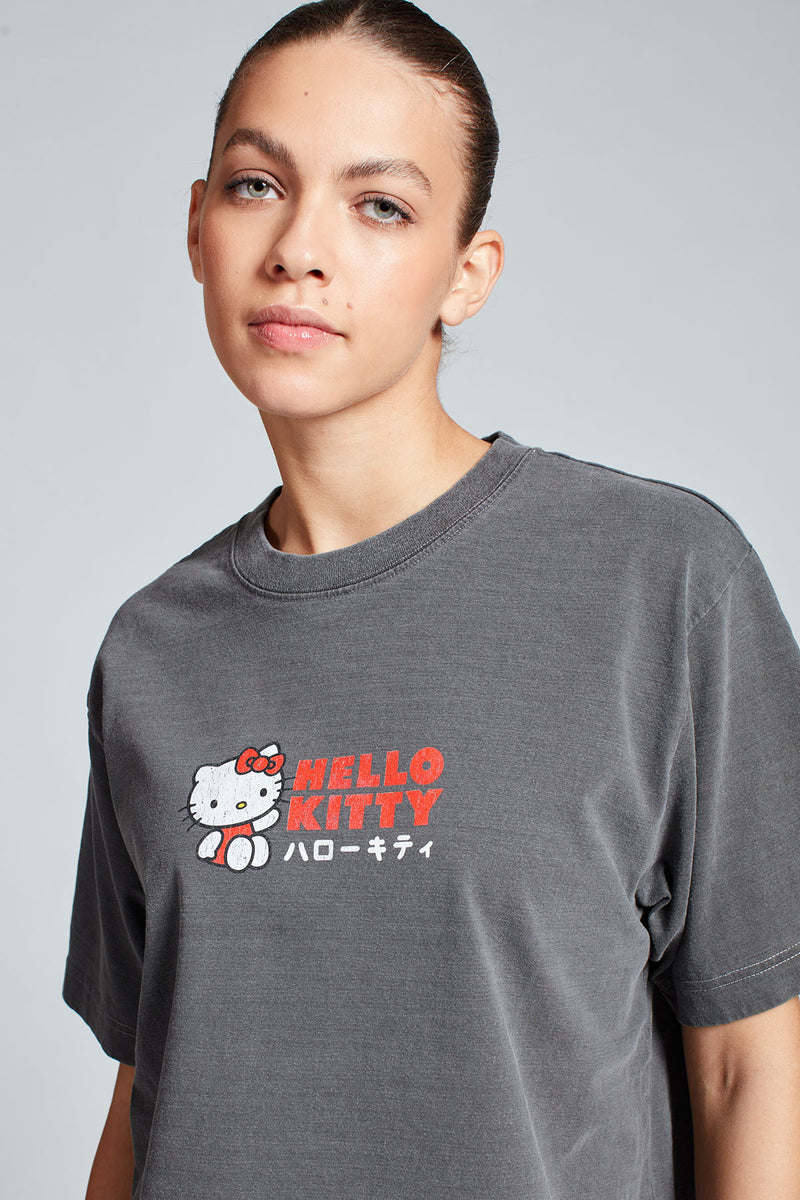 Hello Kitty Tokyo Kitty T-shirt in Washed Grey | Womens | Saturday Society