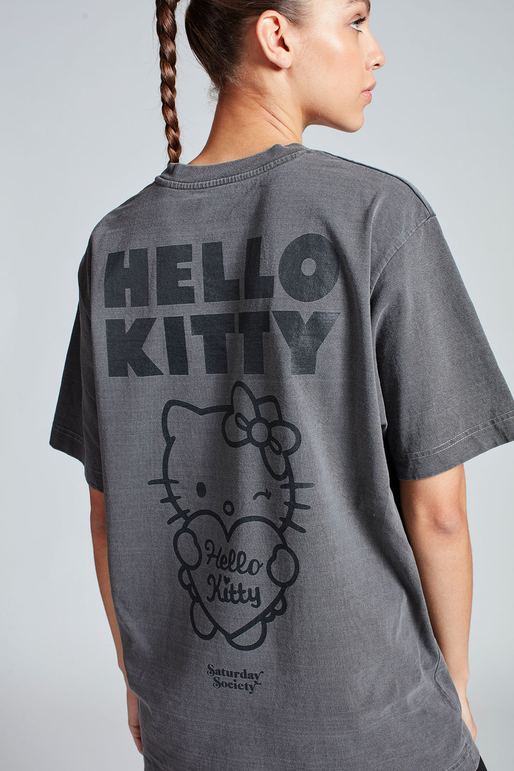 Hello Kitty Love Club T-shirt in Washed Grey | Womens | Saturday Society