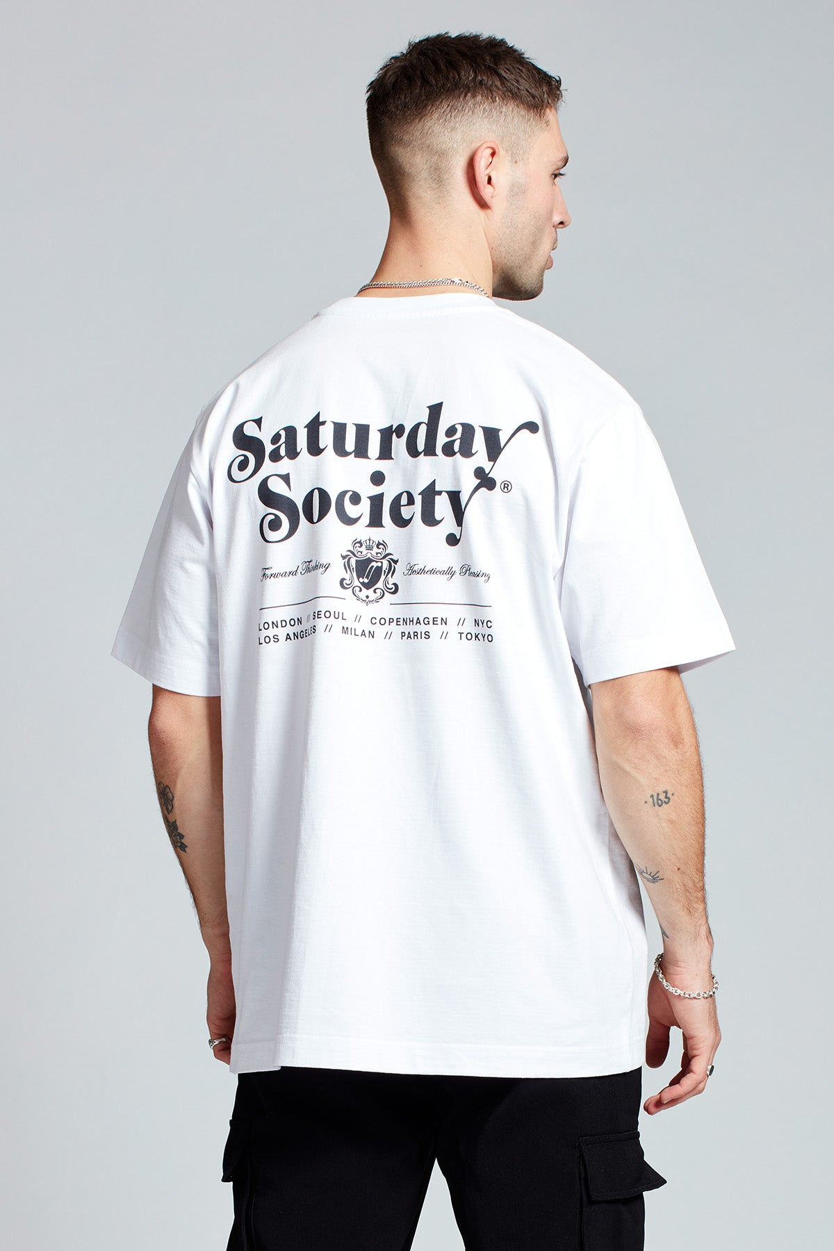 Saturday Society Logo T-shirt in White | Mens | Saturday Society