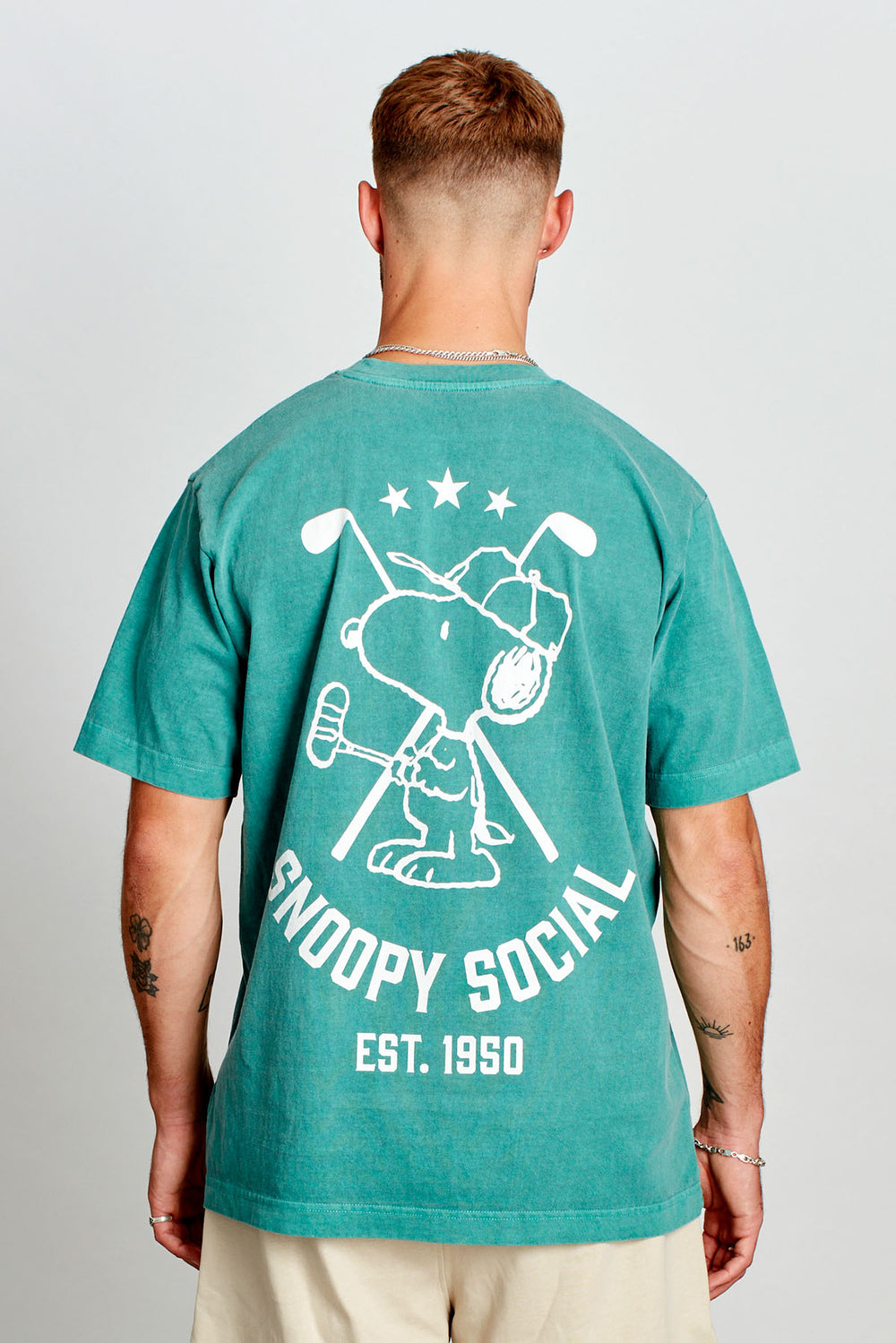Snoopy Social Hole In One T-shirt in Athletic Green | Mens | Saturday ...