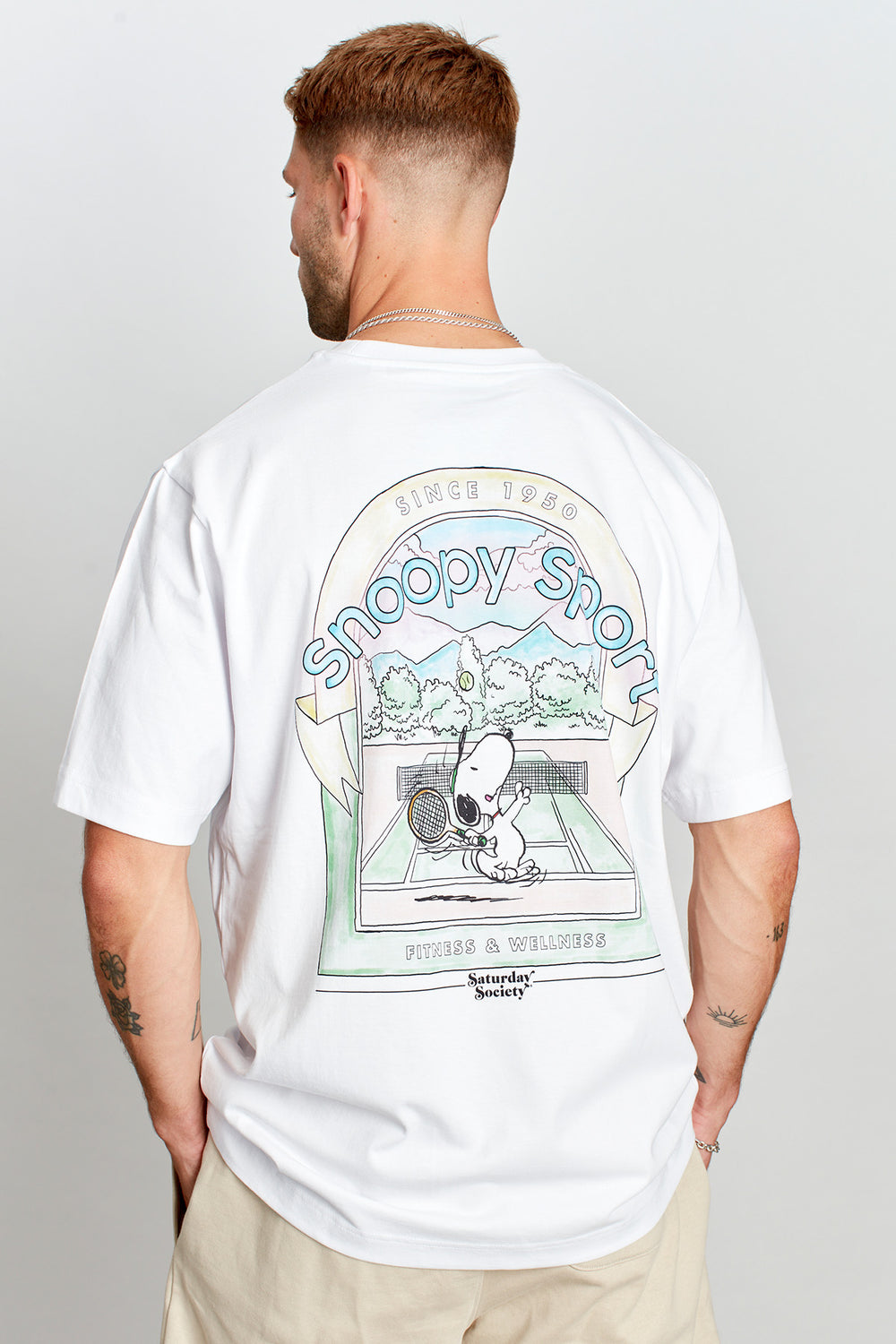 Snoopy Social Match Point T-shirt in White | Mens | Saturday Society