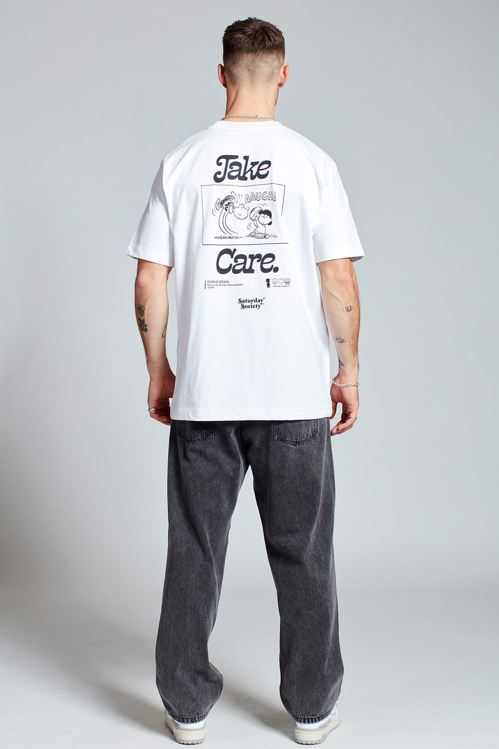 Snoopy Take Care T-shirt in White | Mens | Saturday Society