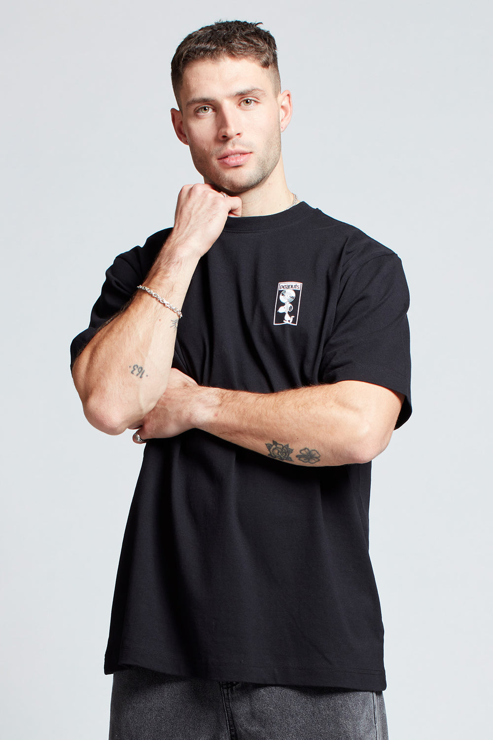 Snoopy Peanuts Records T-shirt in Black | Mens | Saturday Society