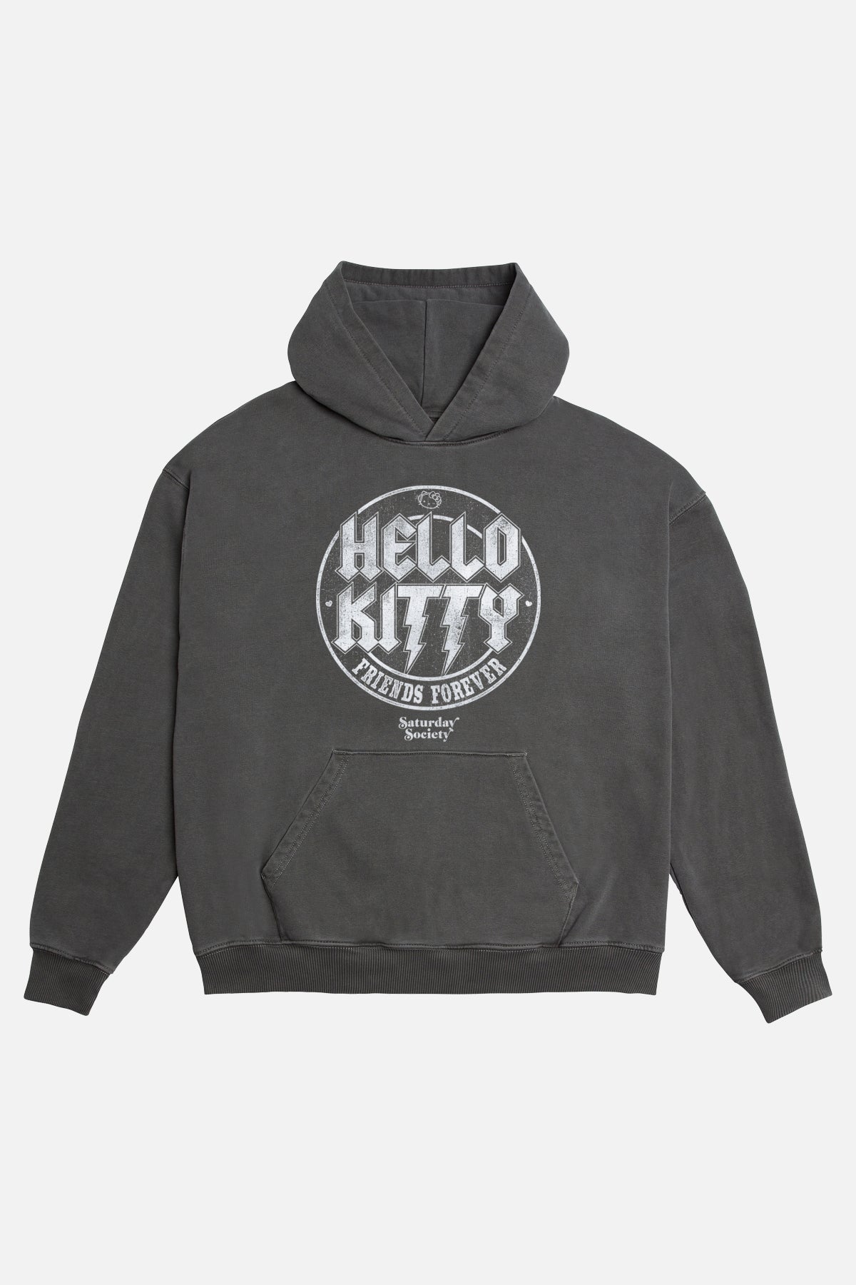 Hello Kitty Whisker Rockers Hoodie in Washed Grey | Mens | Saturday Society